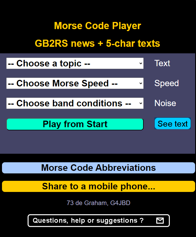 The G4JBD Morse Code Practice App : GB2RS news
